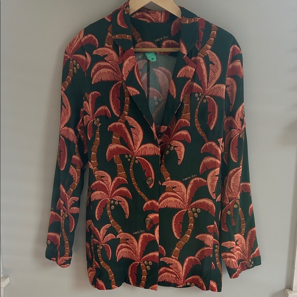 FARM Rio | Jackets & Coats | Farm Rio Tropical Palm Blazer In Green And ...